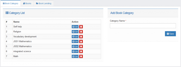 School Library Categories